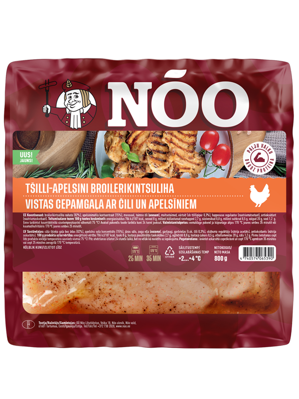 Tšilli-apelsini broilerikintsuliha 800 g - Nõo Lihatööstus